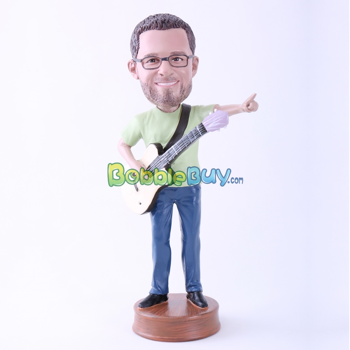 Man Happily Playing Guitar Bobblehead | BobbleBuy - Custom Bobbleheads ...