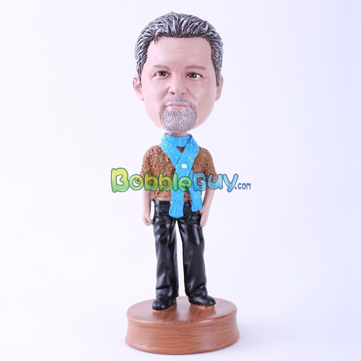 Man with Blue Scarf Bobblehead | BobbleBuy - Custom Bobbleheads from $50