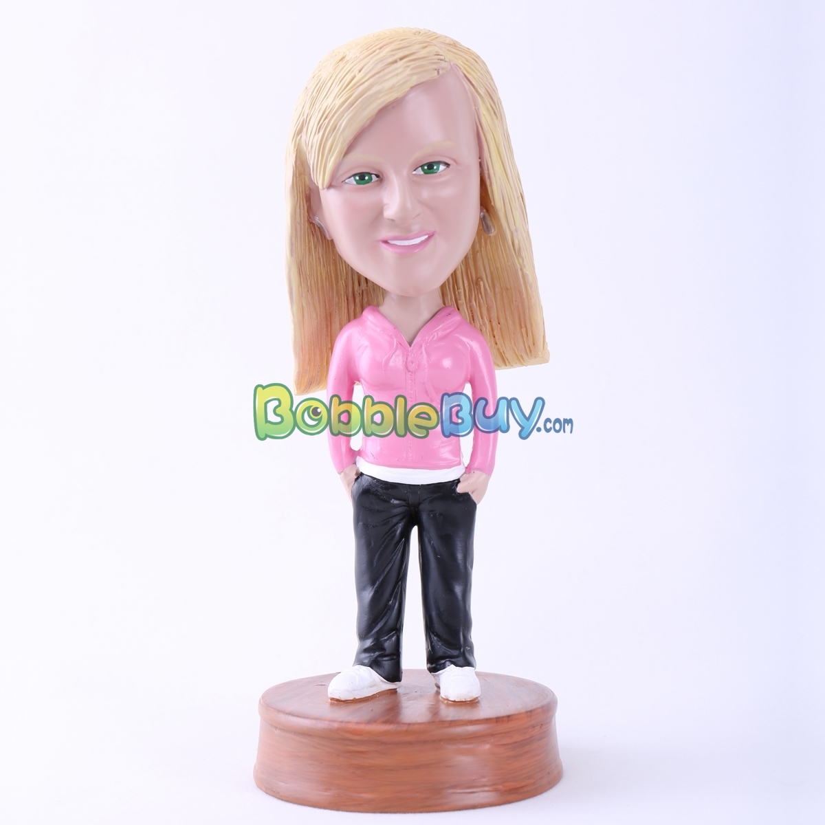 Woman Hands in Pockets Bobblehead | BobbleBuy - Custom Bobbleheads from $50