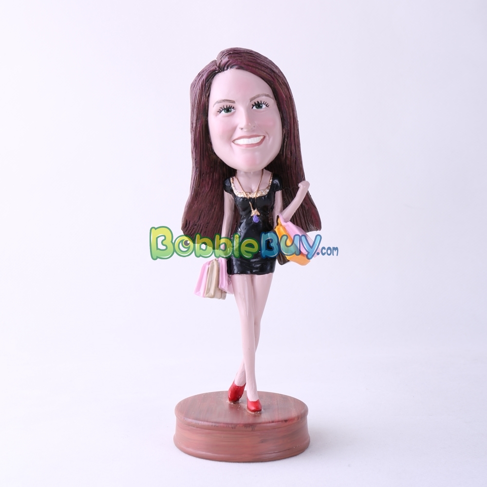 Happy Shopping Woman Bobblehead | BobbleBuy - Custom Bobbleheads from $50