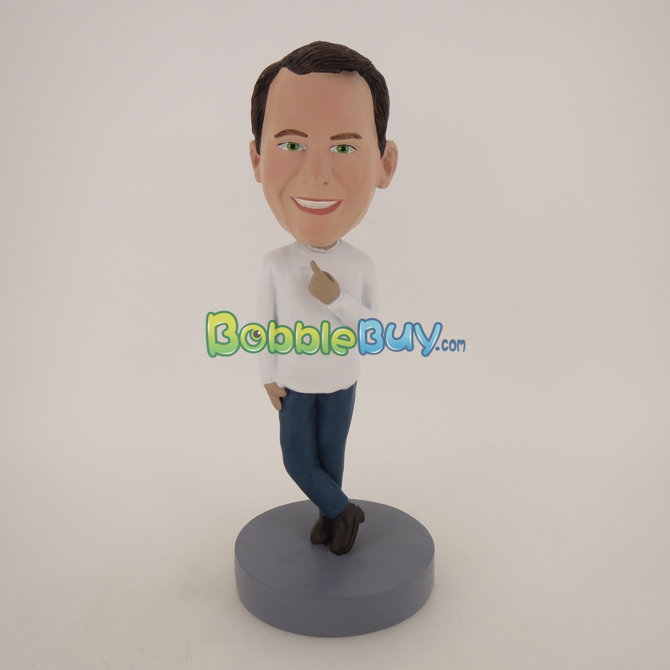 Casual Man Finger Up Bobblehead | BobbleBuy - Custom Bobbleheads from $50