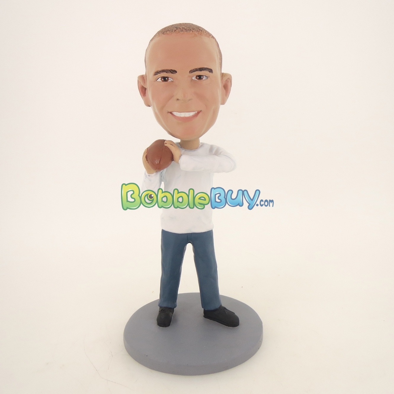 Casual Man With Football Bobblehead | BobbleBuy - Custom Bobbleheads ...