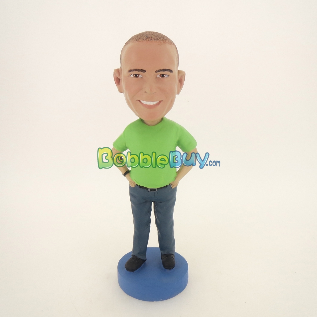 Casual Man In Light Green Bobblehead | BobbleBuy - Custom Bobbleheads ...