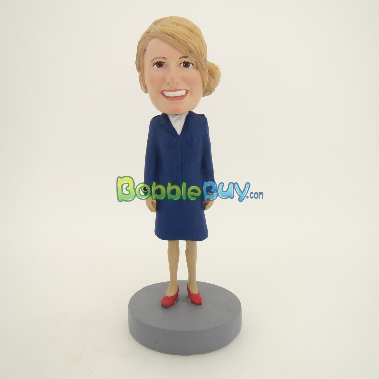 Blue Suit Woman Bobblehead | BobbleBuy - Custom Bobbleheads from $50