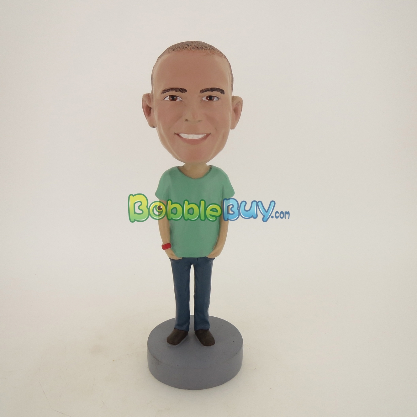 Casual Man In Green And Blue Bobblehead | BobbleBuy - Custom ...