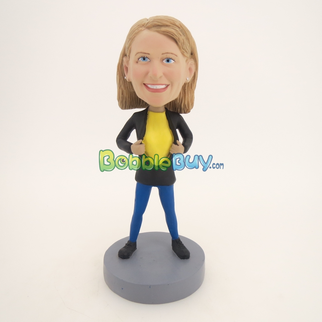 Girl with Black Suit Bobblehead | BobbleBuy - Custom Bobbleheads from $50