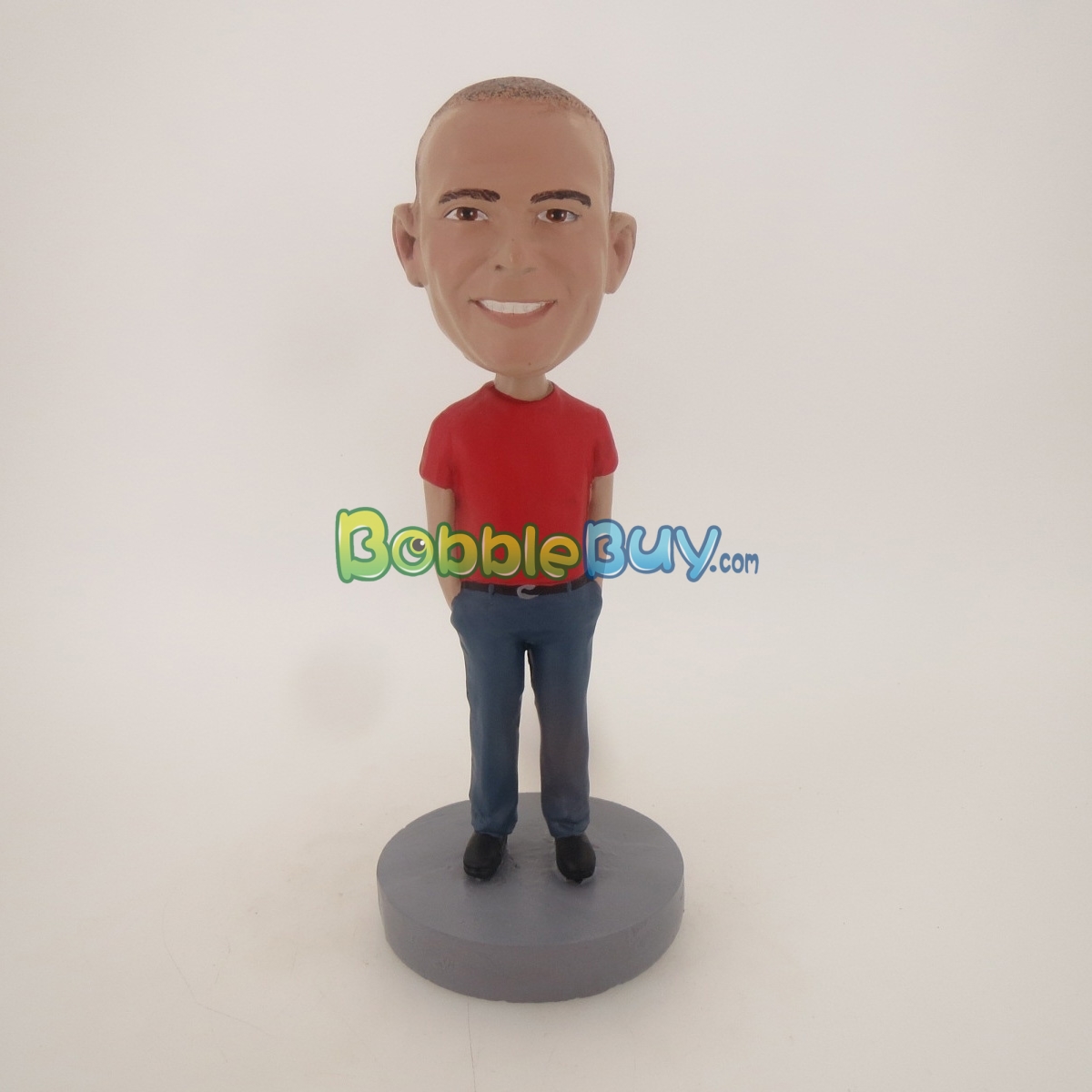 Man In Red TShirt And Blue Jeans Bobblehead | BobbleBuy - Custom ...