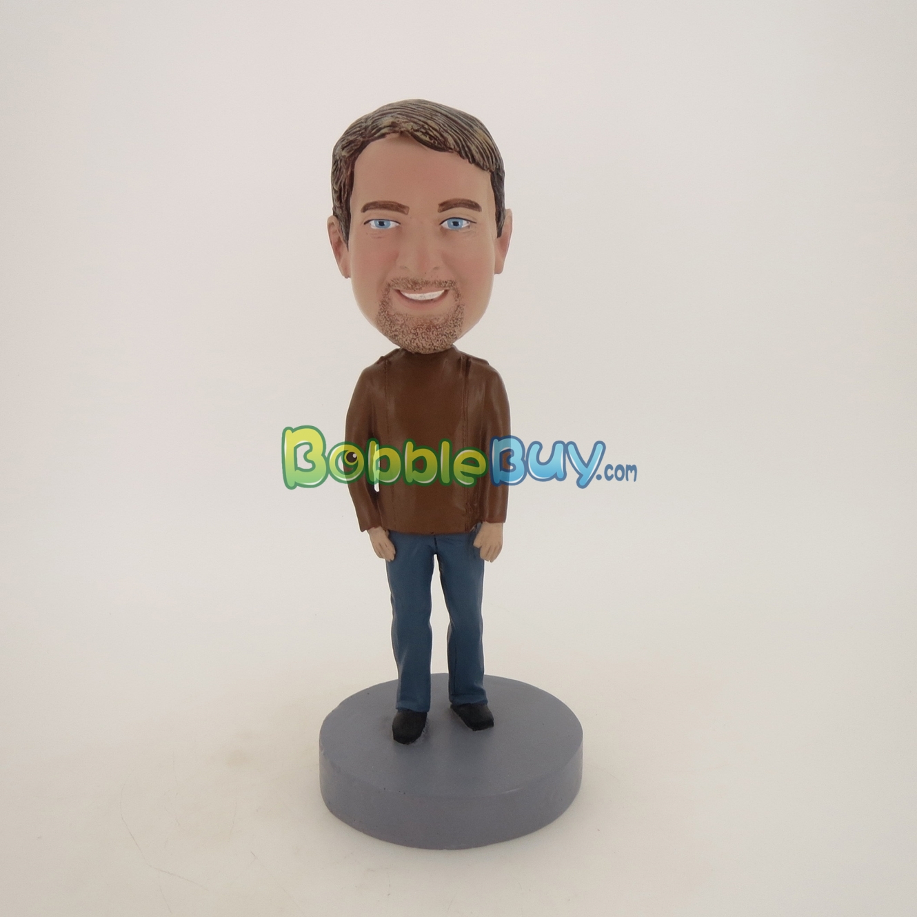 Man With Beard In Brown Jacket Bobblehead | BobbleBuy - Custom ...