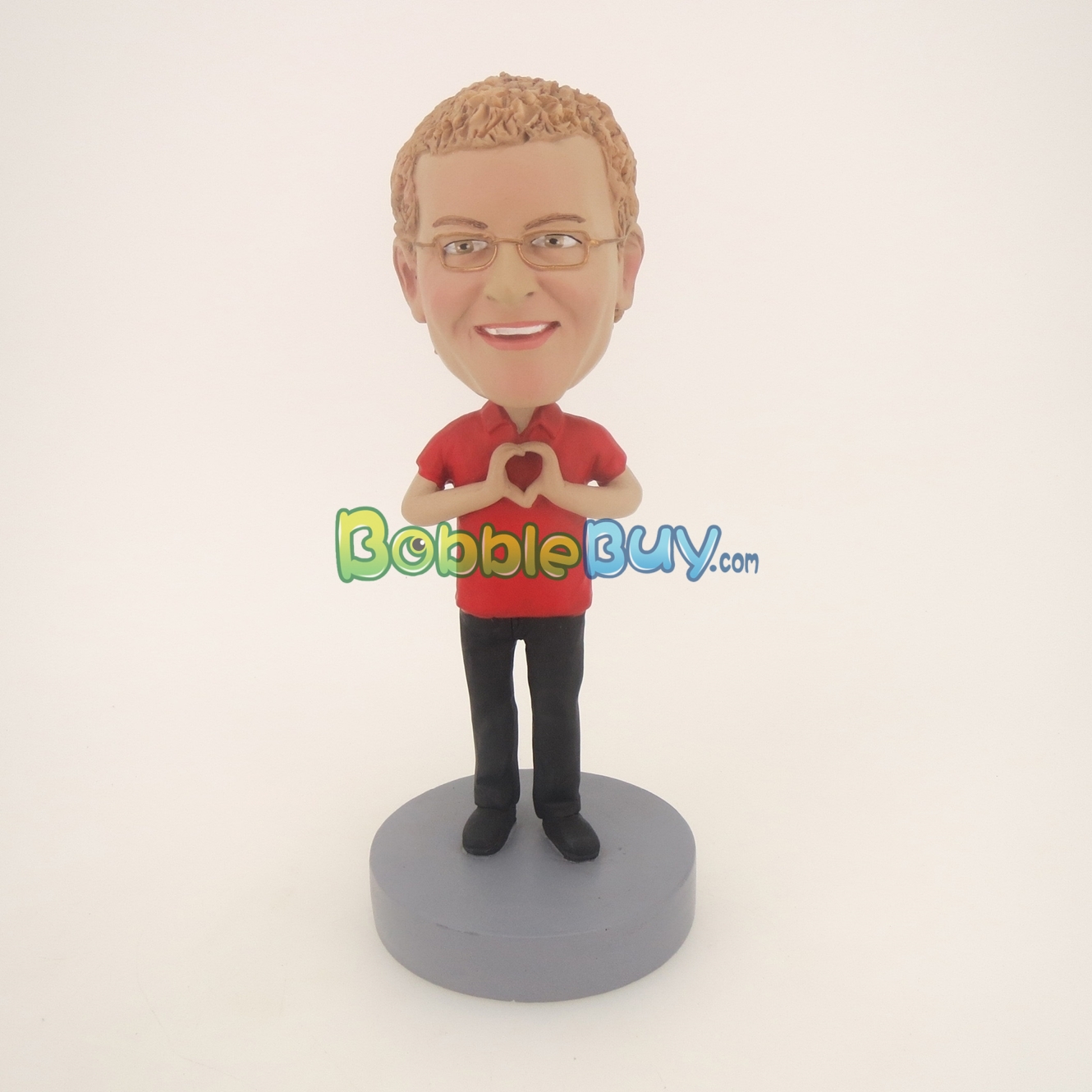 Man With Hands In Heart Shape Bobblehead | BobbleBuy - Custom ...