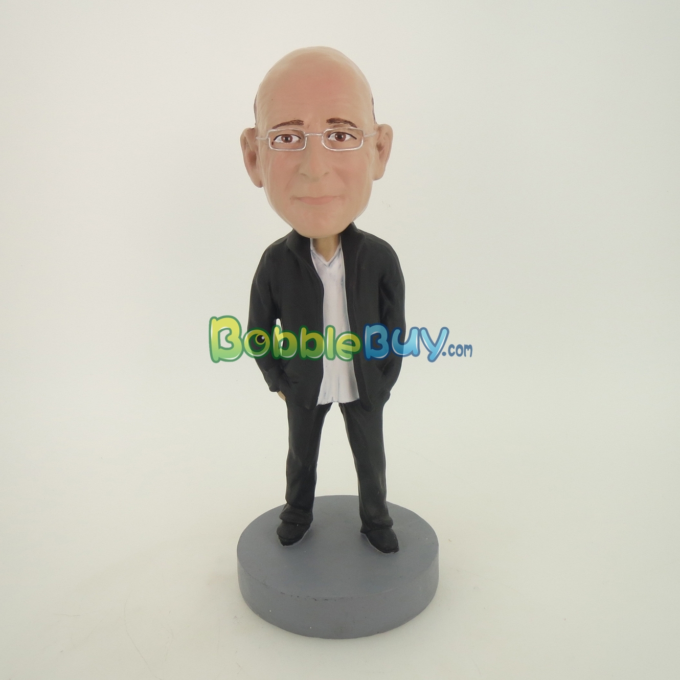 Old Man In Black Bobblehead | BobbleBuy - Custom Bobbleheads from $50