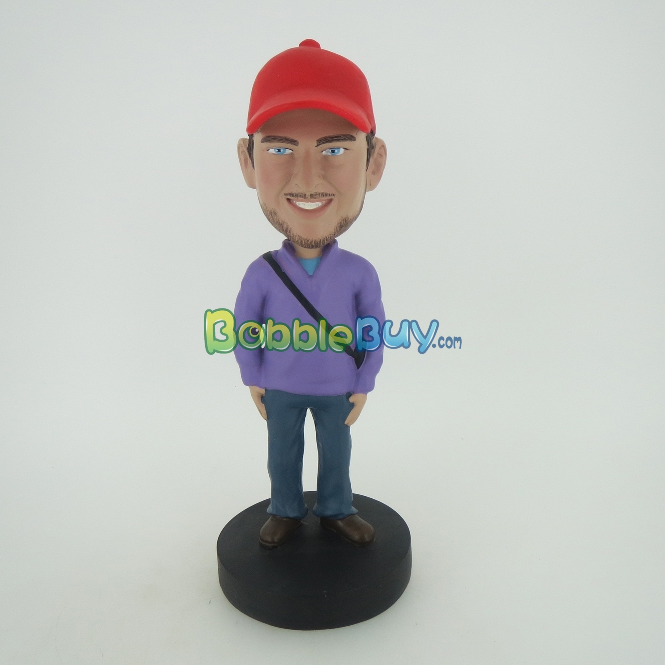 Purple Man With Red Hat Bobblehead | BobbleBuy - Custom Bobbleheads ...