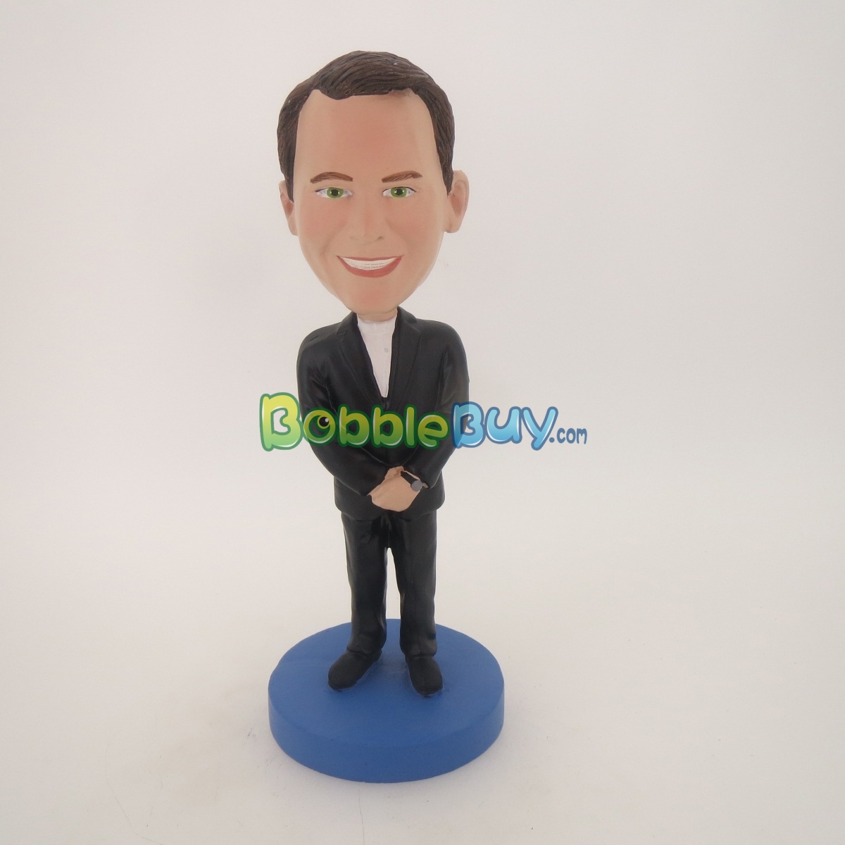 Smiling Man In Black Suit Bobblehead | BobbleBuy - Custom Bobbleheads ...