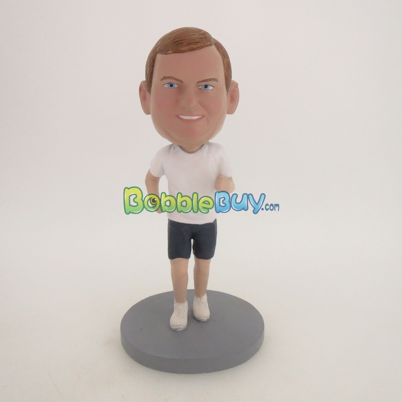 Running Man In White Short Sleeve Bobblehead | BobbleBuy - Custom ...