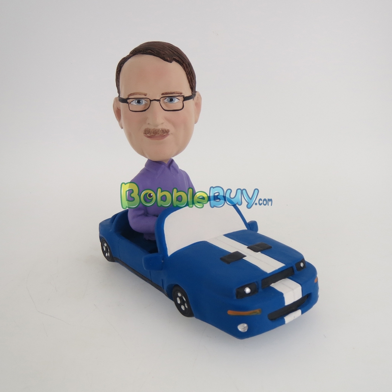 Man In Blue Car Bobblehead | BobbleBuy - Custom Bobbleheads from $50