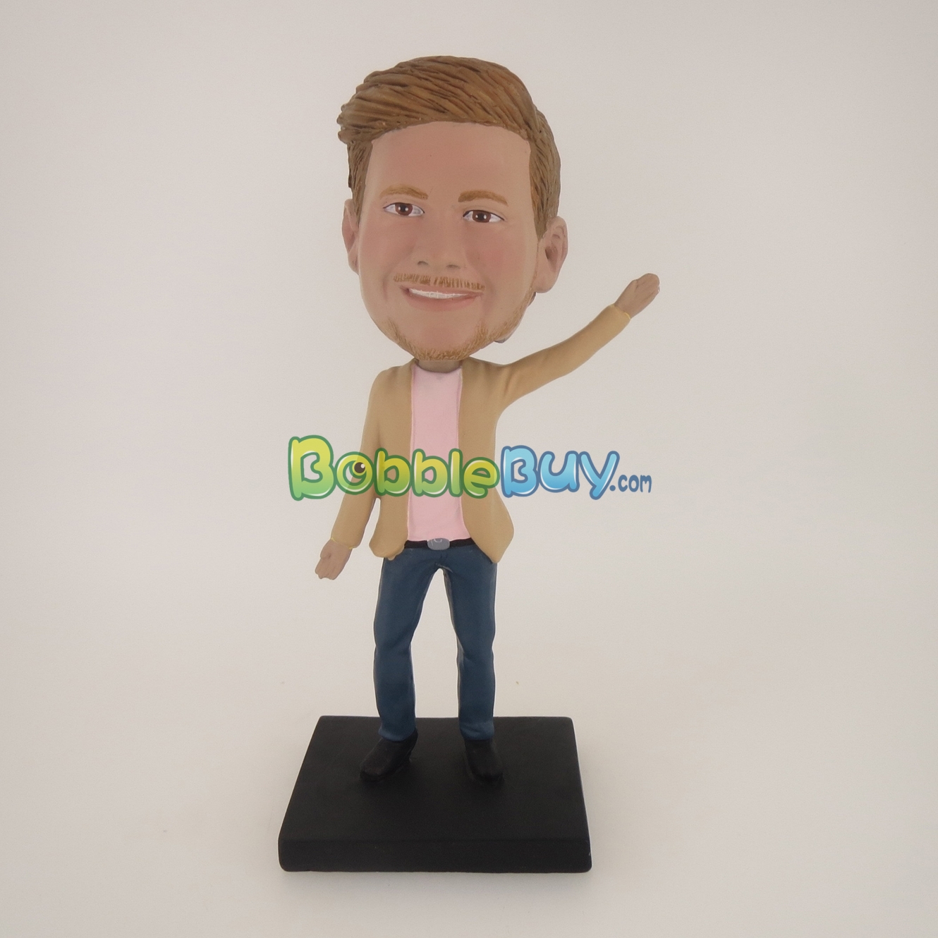 One Hand Up Handsome Man Bobblehead | BobbleBuy - Custom Bobbleheads ...